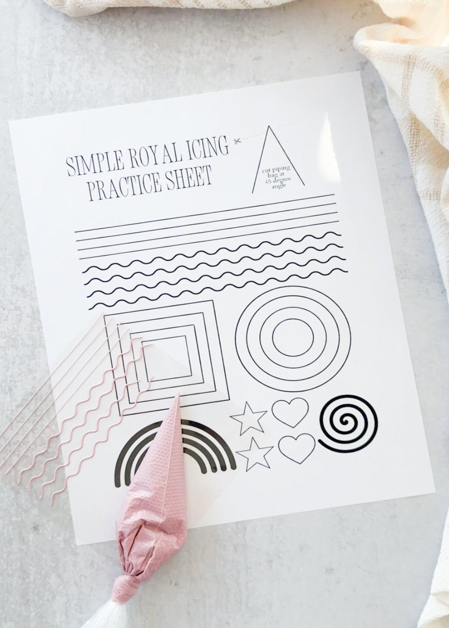 Simple Royal Icing Practice Sheet