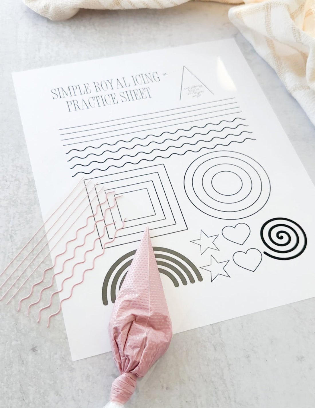 Simple Royal Icing Practice Sheet