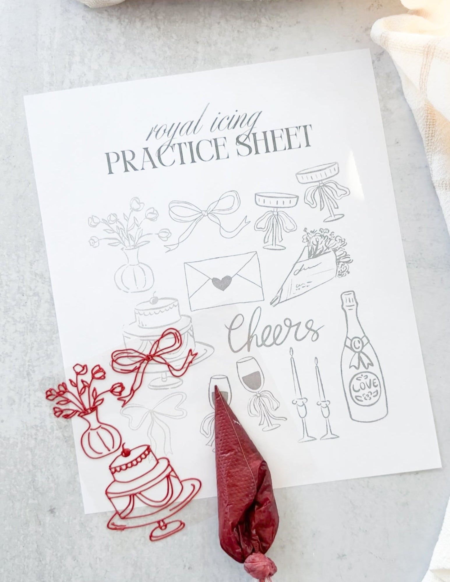 Vintage Royal Icing Practice Sheet